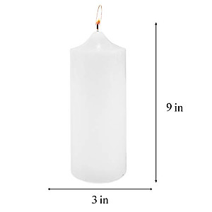Super Z Outlet 3" x 9" Unscented White Pillar Candle for Weddings, Home Decoration, Spa, Relaxation, Smokeless Cotton Wick. (1 Candle)
