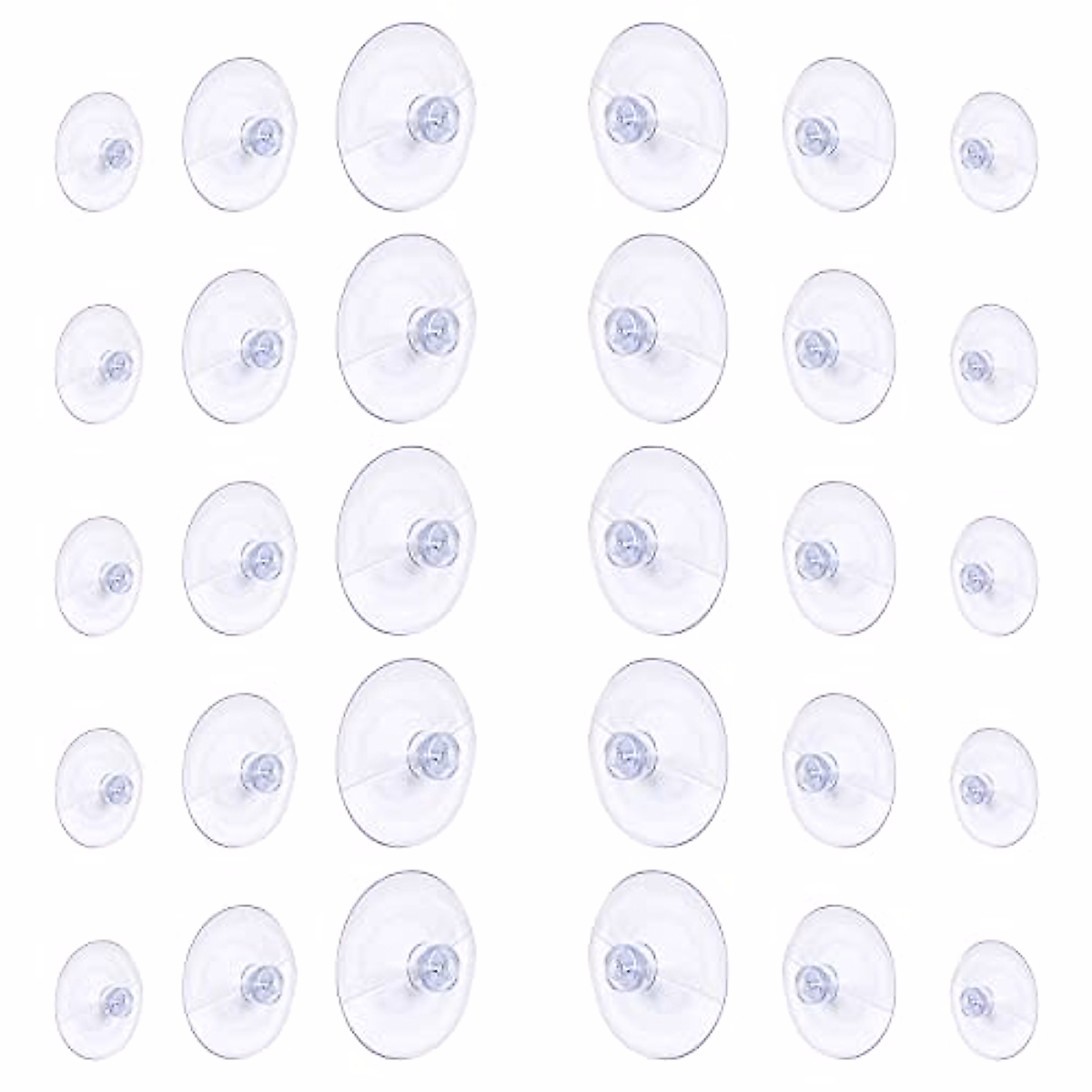 Whaline 30 Packs Suction Cup Plastic Sucker Pads Without Hooks, Clear, 3 Size, 45 mm, 30 mm, 20 mm