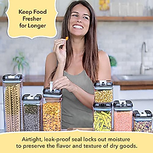 Simply Gourmet Food Storage Containers for Kitchen Organization - Pack of 14 BPA-Free Airtight Organizers for Flour, Sugar, Coffee & More - Includes 32 Labels & 1 Marker.