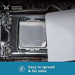 Kooling Monster KOLD-01, High Performance Silicone Thermal Paste for Cooling All CPU/Heatsinks, Silicone Paste Designed for Easy Spreading, Inc. Gloves & Cleaning Wipes, No Odor (0.7ml/1.8g)