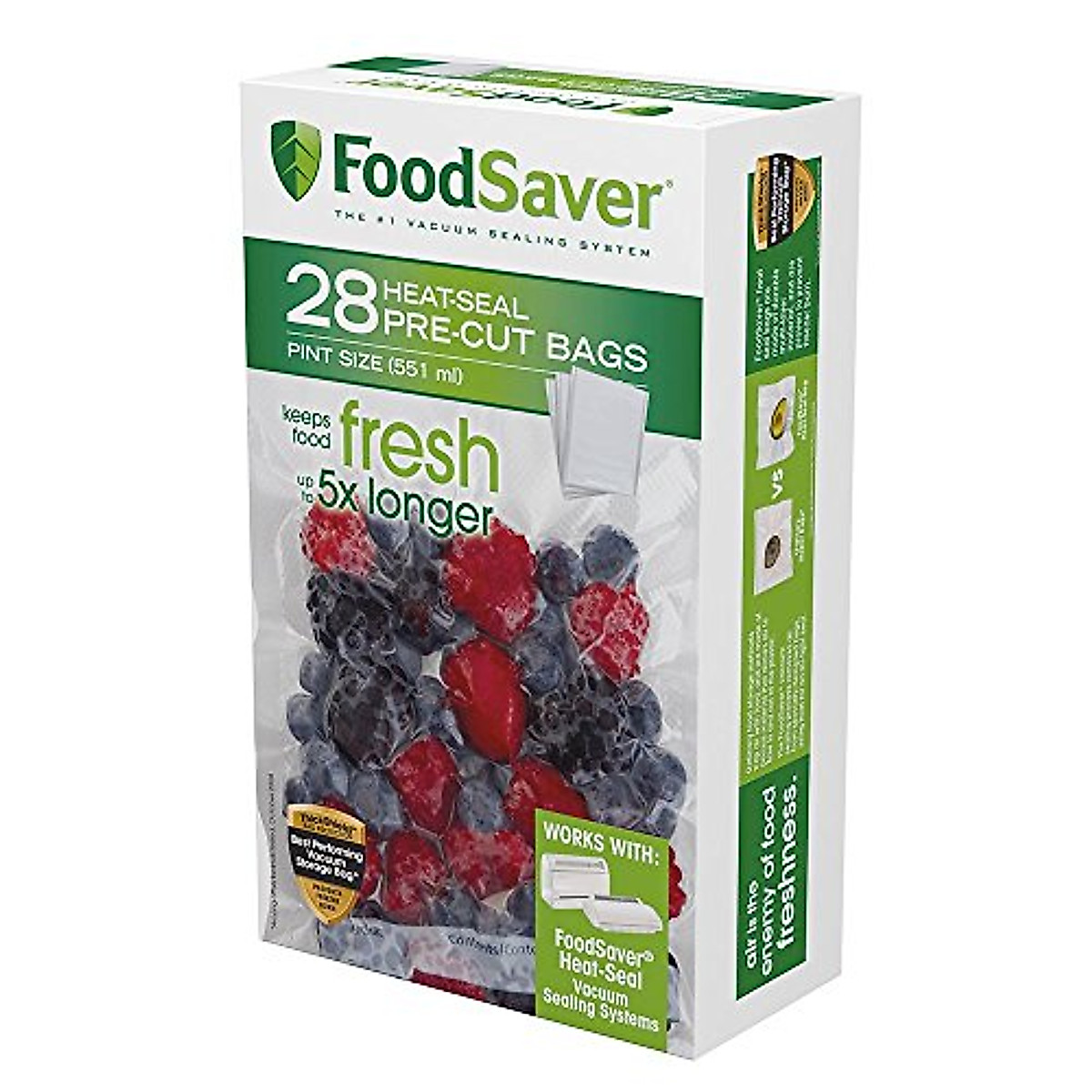 FoodSaver 1-Pint Precut Vacuum Seal Bags, 28 Count, Clear & 1-Quart Precut Vacuum Seal Bags with BPA-Free Multilayer Construction for Food Preservation, 20 Count