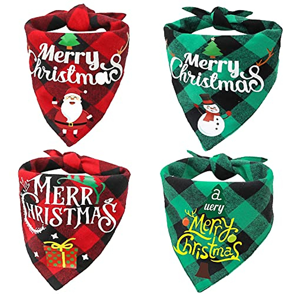 SLAUNT Dog Bandanas Christmas Classic Plaid Reversible Dog Bandana Pet Scarf Triangle Bibs for Small Medium Large Dogs Puppy and Cats Thanksgiving Day Christmas Holiday Accessories