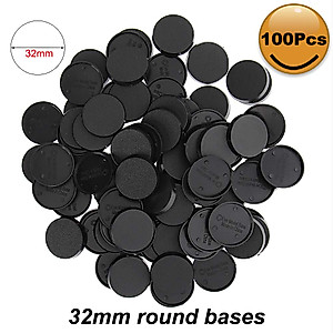 Evemodel MB432 100pcs Round Plastic Model Bases 32mm or 1.3inch for Gaming Miniatures or Wargames Table Games
