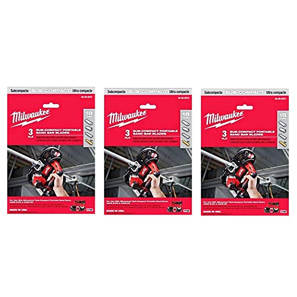 Milwaukee 48-39-0572 Sub-Compact Portable Band Saw Blades, 27-Inch 18TPI, 3 Blades per Pack, 3 Pack (9 Blades Total)