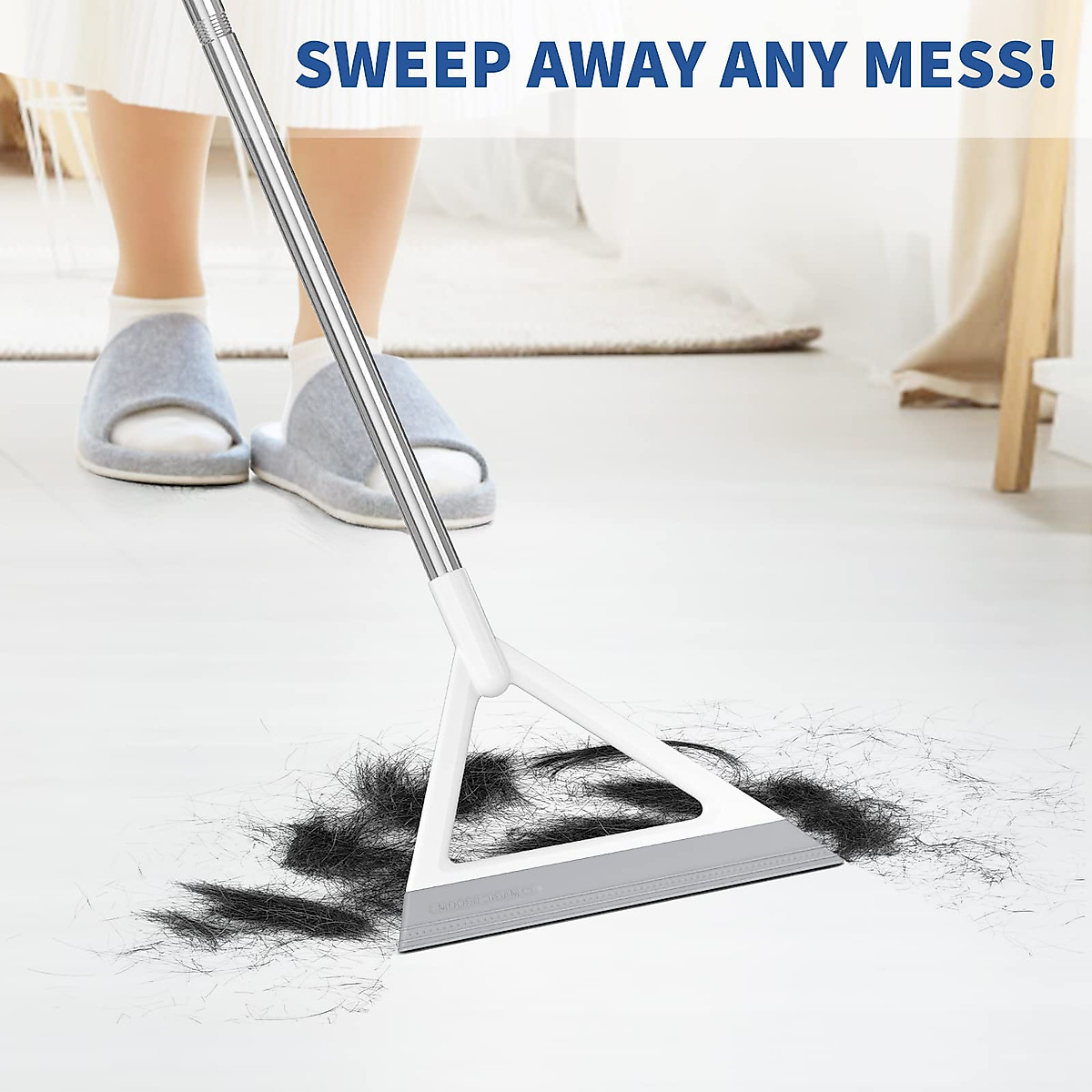 Nodirz Multifunction Magic Broom, 53 INCHES, Modern White Silicone Squeegee Broom for Floor, Glass, Tile, Kitchen, Bathroom, Living Room, Garage