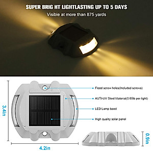 VOLISUN Solar Deck Lights Driveway Dock Lights, 12-Pack Led IP67 Waterproof Outdoor Warning Step Lights for Driveway Sidewalk Garden Pathway Yard(Warm White)