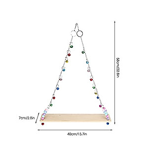 Chicken Swing, Pet Chicken Swing Toys with Natural Wooden Chicken Wooden Standing Swing Toys Hanging Perch with Bells for Medium Large Parrots HenToys