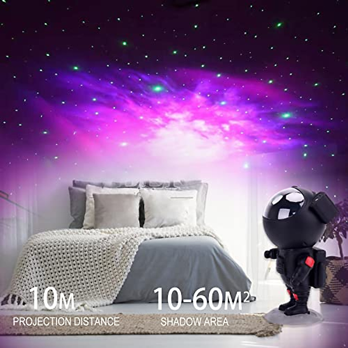 Astronaut Galaxy Projector Night Light, 360° Adjustable Star Projector Night Light with Timer, Nebula Galaxy Projector with Remote Control for Bedroom, Ceiling, Home Decor, Party, Gaming Room
