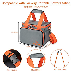 Liphontcta Travel & Business Carrying Case Bag Compatible with Jackery Explorer 160/240/300, ECOFLOW River Mini and Bluetti EB3A, with Waterproof Bottom and Front Pockets and 3 in 1 Retractable USB