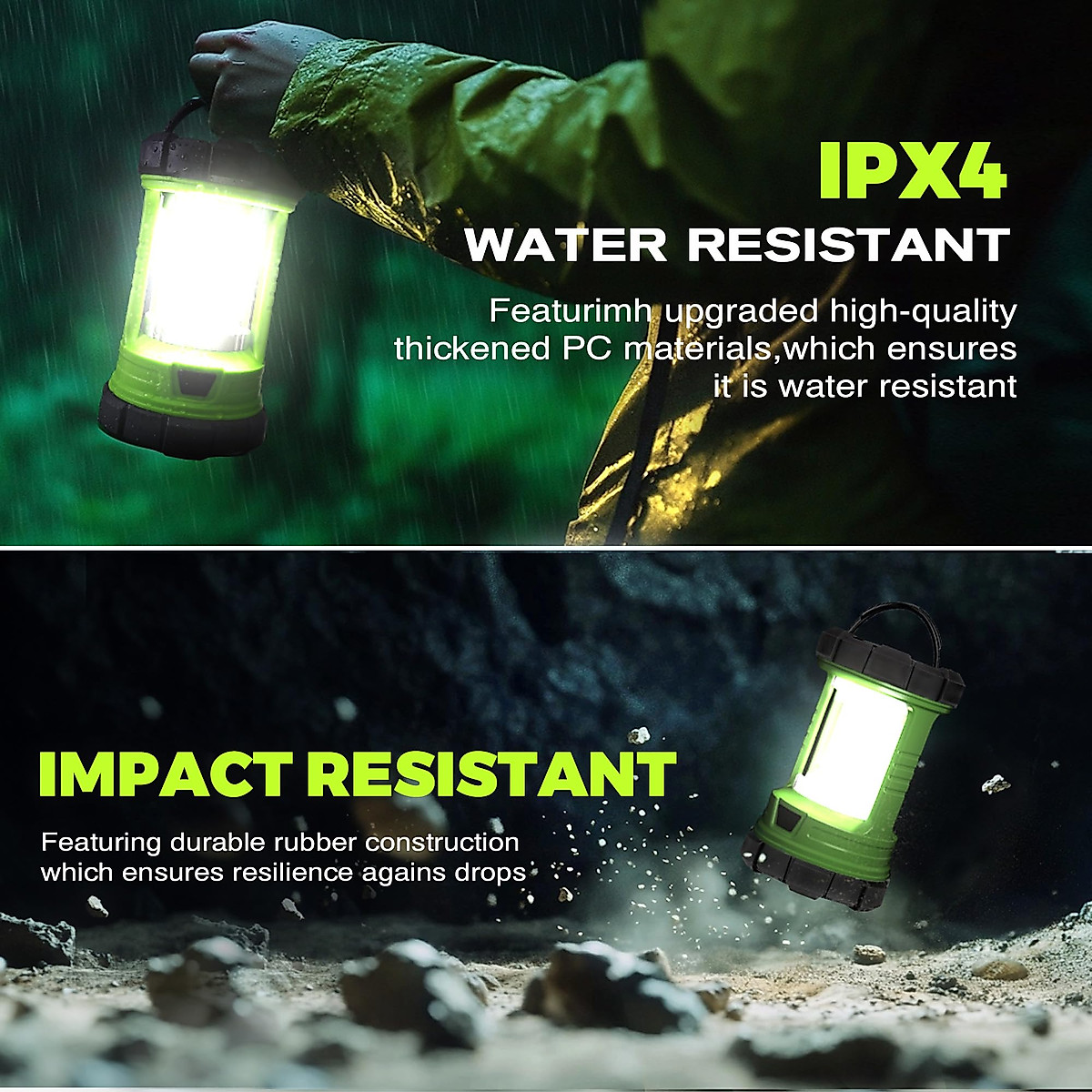 elesall Camping Lantern, 3000LM LED Rechargeable Battery Operated Lantern, 5 Light Modes, COB Waterproof Lantern Flashlight, Camping Light for Power Outage, Hurricane, Survival, Hiking