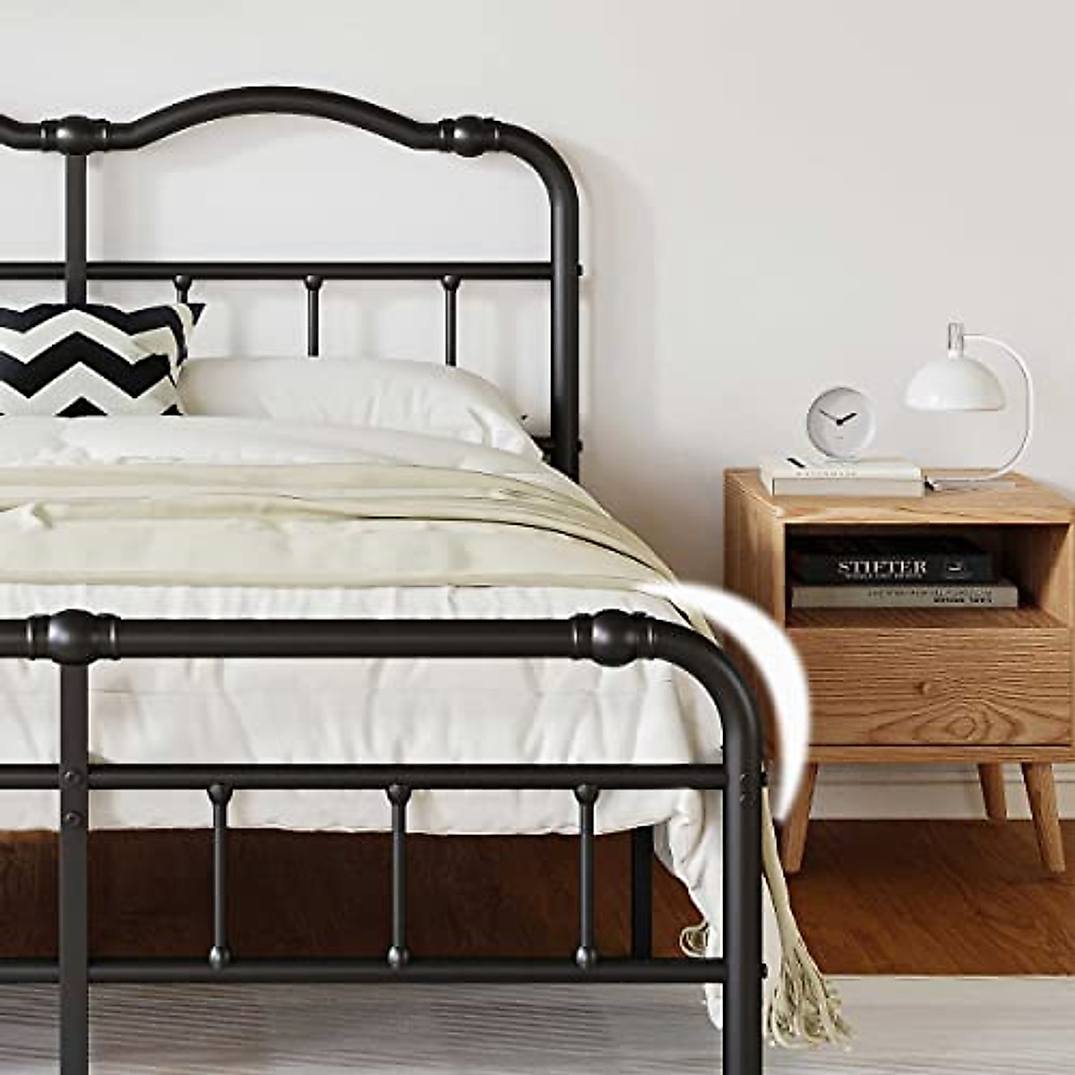 FDLOGW King Size Bed Frame with Headboard and Footboard, 14 Inch High, No Box Spring Needed Heavy Duty Metal Platform Bedframe, Noise Free