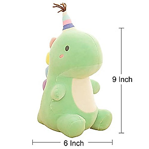 VHYHCY Stuffed Animal Plush Toys, Cute Dinosaur Toy, Soft Dino Plushies for Kids Plush Doll Gifts for Boys Girls (Green, 9 Inch)