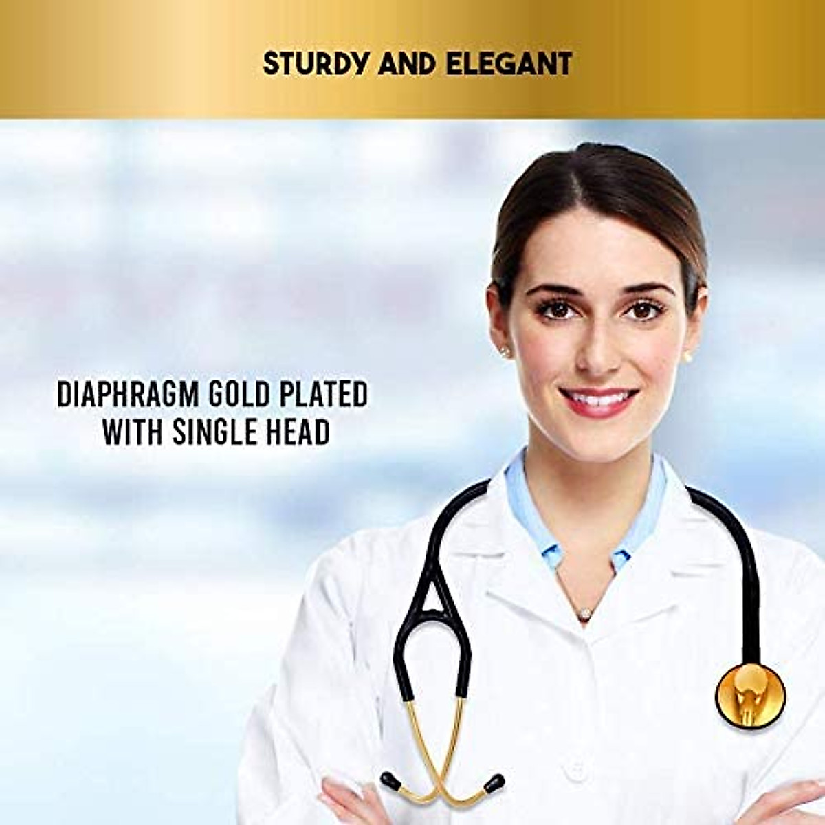 Premium Gold Plated Stethoscope for Doctors & Students - (Single Head)
