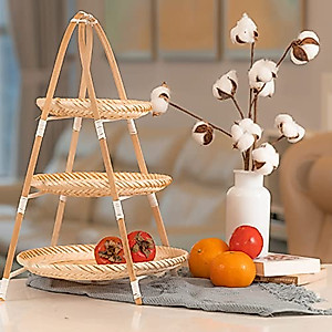 LiLaCraft 3 Tier Fruit Basket for Kitchen Counter, Bamboo Basket Fruit Holder For Kitchen Countertop, 3 Tier Fruit Basket For Counter, Rustic Tiered Serving Stands for Parties, Picnics, Kitchen