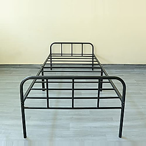 HOMWAYART Twin Bed Frame with Headboard, 14 Inch High Metal Bed Frames No Box Spring Needed,Noise-Free,Easy Assembly-Black (Twin)