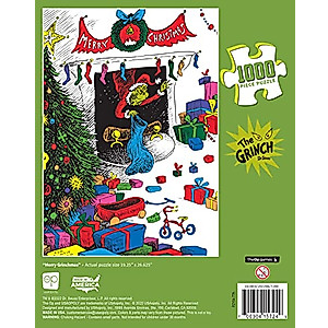 Dr. Seuss “Merry Grinchmas” 1000 Piece Jigsaw Puzzle | Collectible Puzzle Featuring The Grinch | Artwork Celebrating Classic Children's Book | Officially-Licensed Dr. Seuss Puzzle & Merchandise