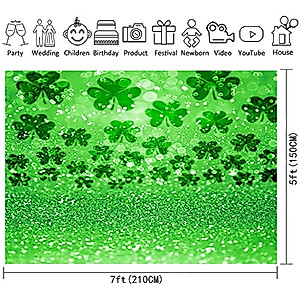 Happy St.Patrick's Day Photography Background Bokeh Sequins Lucky Green Shamrocks Irish Festival Celebration Party Decortion Backdrop (7x5ft)