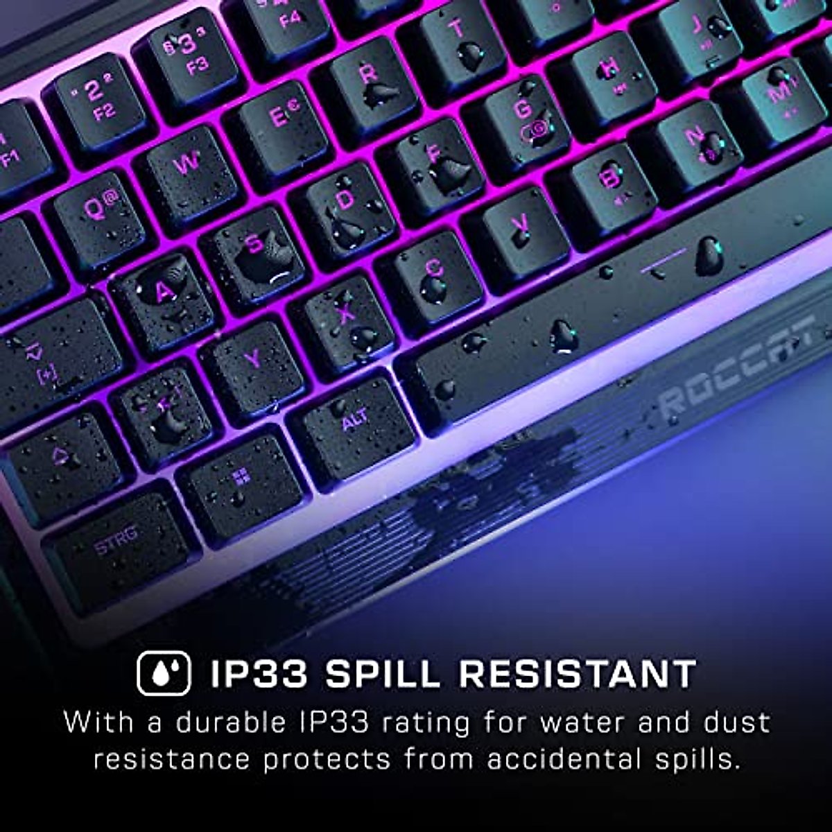 ROCCAT Magma Mini - 60% RGB Gaming Keyboard with 5 Programmable Lighting Zones, Membrane Key switches, Programmable Function Layers, Anti-Ghosting, & Spill Resistance - Black