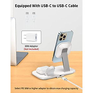 MOMAX Magnetic Wireless Charging Station，25W 3 in 1 Wireless Charger Stand Fast Charging Station only for iPhone 14/14Pro/13/13Pro/12 Series, AirPods Pro, Apple Watch 1-6 Series (No AC Adapter)