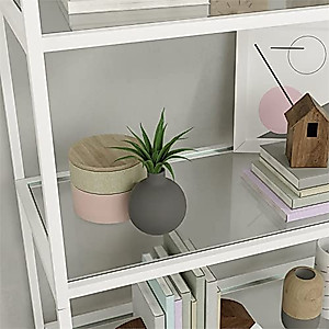 Sauder Anda Norr 5 Shelf Metal Framed Glass Bookcase in Flat White