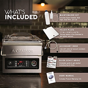Avid Armor Chamber Vacuum Sealer GS41 Guide Series 10" Seal Bar Powered by Rotary Oil Pump, for Liquid-Rich Wet Foods, Cooking Sous Vide, Infusions/Pickling, Commercial Chamber Sealer (10" Seal Bar)