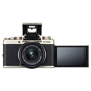 Fujifilm X-T100 Mirrorless Digital Camera w/XC15-45mmF3.5-5.6 OIS PZ Lens - Champagne Gold (Certified Refurbished)