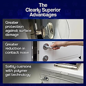 Clearly Superior Heavy Duty Wall Protectors - Large 4 Pack Rectangle 4" x 2" x .30" - Shields & Quiets Doors, Large Furniture, Bedframes, Appliances - Reusable and Easy to Apply Polymer Gel Bumpers
