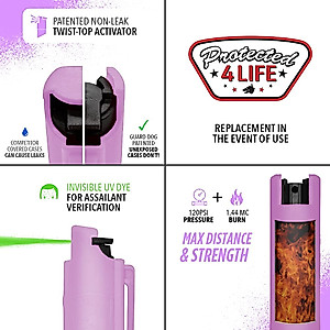 Guard Dog Pepper Spray Stun Gun Combo Pack - Self Defense Keychain Set, Personal Safety Devices for Women, Home Defense & Self Defense Kit - Lilac