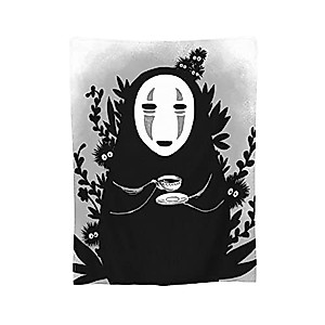 SPI-rit-ed Anime Aw-ay No Face Man Flannel Throw Blanket for Couch, Cute Boho Sherpa Fleece Blanket Plush Fluffy Lightweight Warm Picnic Sheet Wall Blanket for Bedroom Bed Sofa, 40x50