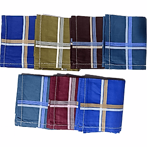 Royal Mart men's handkerchiefs, 100% cotton, hemstitched, 17x17 inches, multi-colored (Pack of 12)