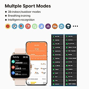 A-TGTGA Smart Watch for Women (Dial/Receive Calls,150+ Faces) smartwatch for Android Phones and iPhone, Fitness Tracker with Sleep HR Monitoring,SMS Reminder,IP67 Waterproof