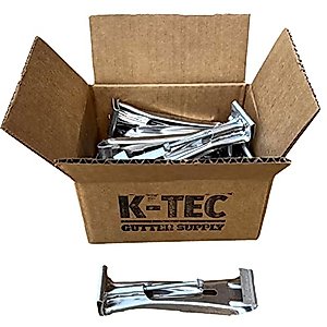 K-TEC- 5 Inch Gutter Hangers (10 Pack) Hidden Hanger with Quick Pre-Inserted Screw K-Style Rain Gutter Mounting Support Fastener Bracket for House.
