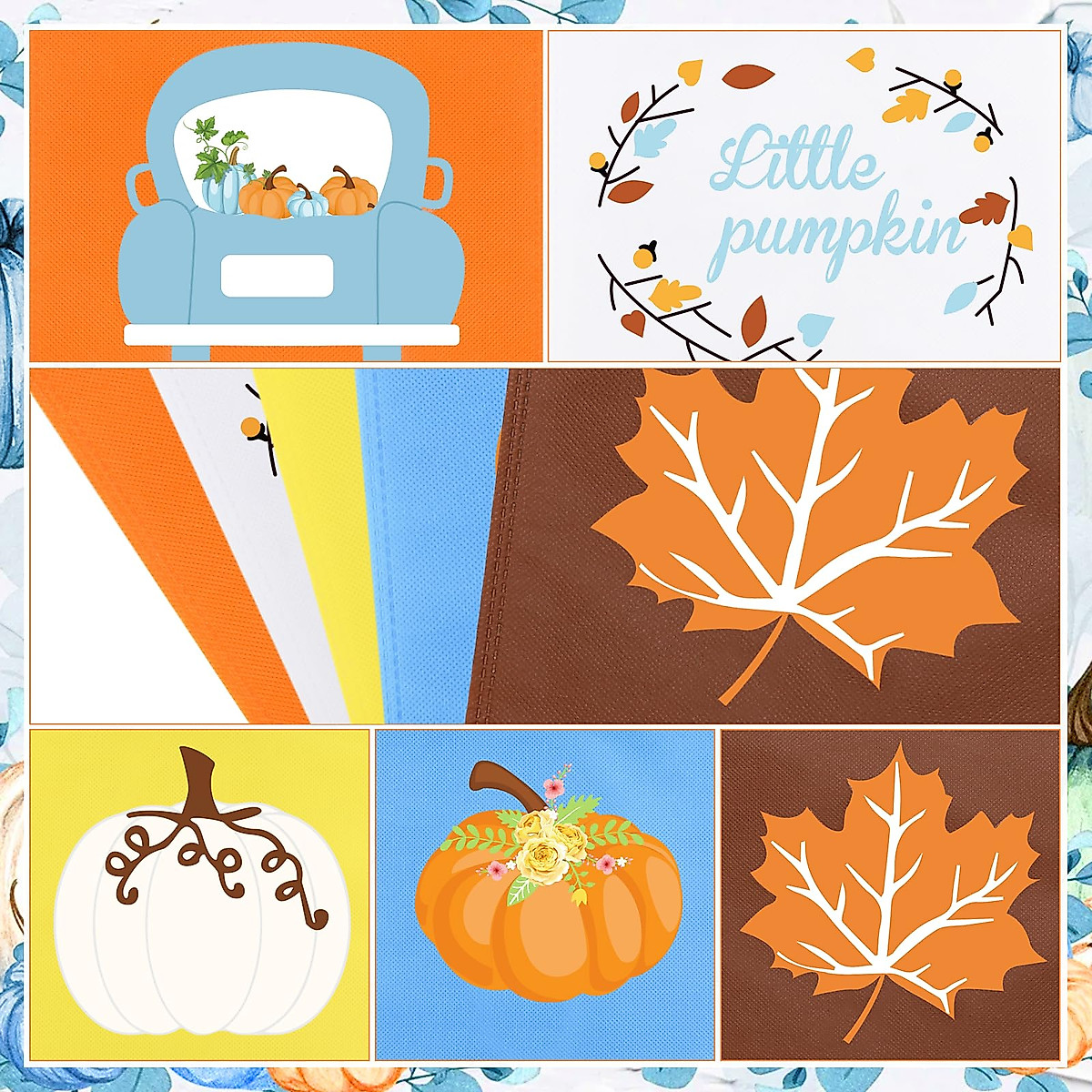 20Pcs Blue Little Pumpkin Party Favor Bags, Fall Party Treat Candy Bags Halloween Pumpkin Goodie Gift Bags for Boy Little Pumpkin Baby Shower Fall Birthday Thanksgiving Halloween Party Favor