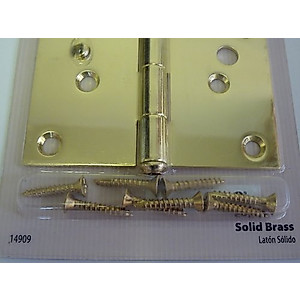Everbilt 4 in. Solid Brass Square Corner Security Door Hinge 14909