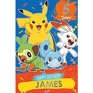 Danilo Promotions Official Pokemon Birthday Card, Sticker Sheet Included to Personalise Name and Age,Multi,210 x 290 mm