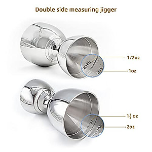Cocktail Jigger for Bartending, MOSEHOOT Huge Double Jigger 2 oz 1 oz Made from Thick Stainless Steel 304, Premium Bar Alcohol Measuring Tools