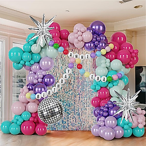 178pcs Pink Purple Blue Balloon Garland Disco Ball Custom Friendship Bracelet Banner Kits For Teenage Eras Party Decorations Music Fans Princess Themed Photo Backdrop Birthday,Bachelorette Tour Party