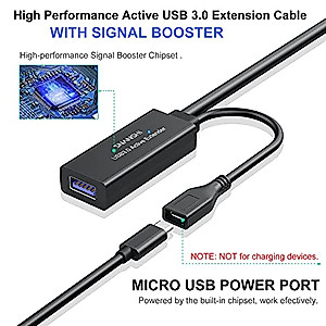 SNANSHI Active USB 3.0 Extension Cable 30 ft, Active USB Extension Cable with Signal Booster Compatible with Oculus Rift, Oculus Quest/Quest 2 VR, Xbox one, Keyboard,Flash Drive, Hard Drive etc