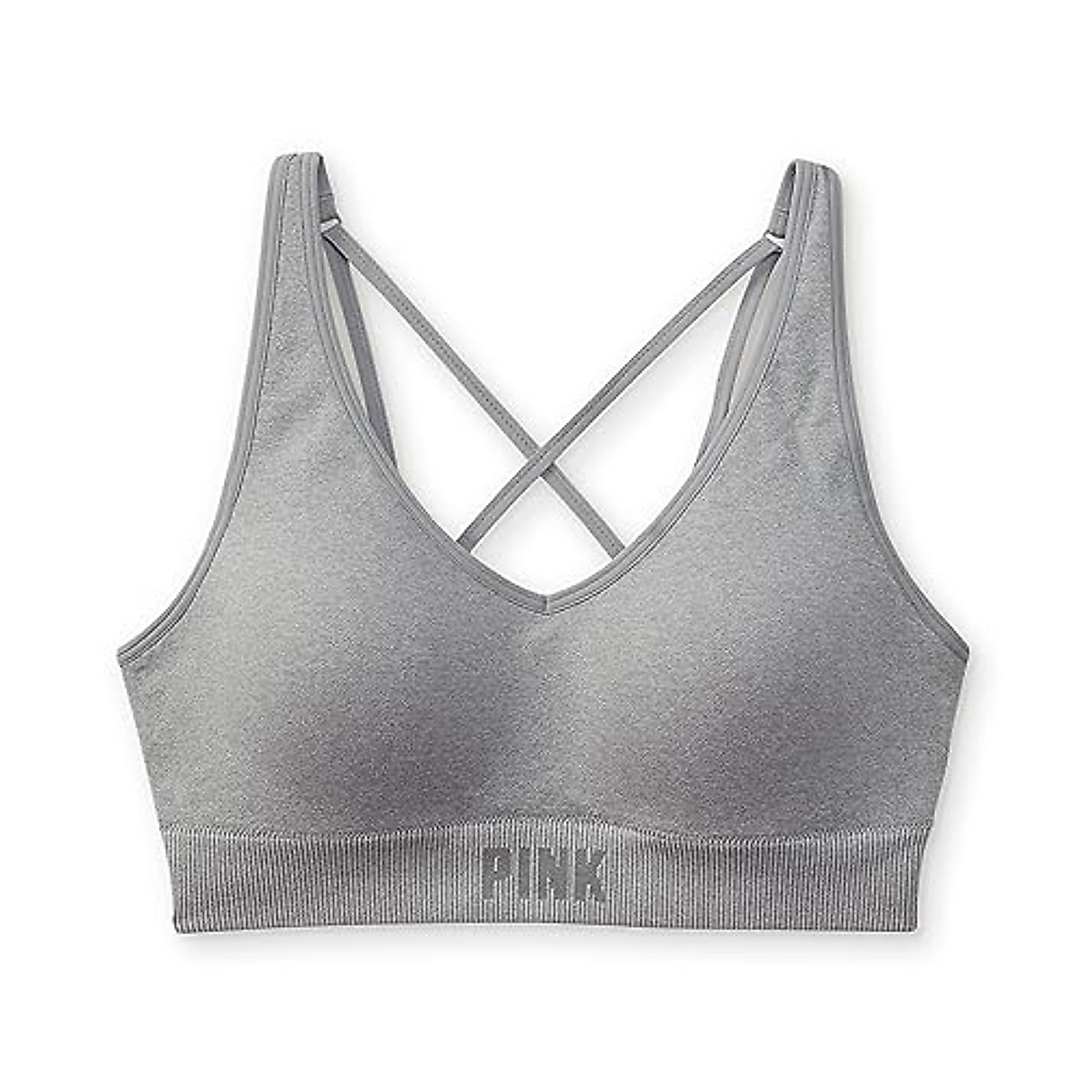 Victoria's Secret Pink Active Seamless Air Sports Bra, Medium Impact, Grey (XL)