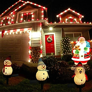 Goldye Solar Garden Lights LED Christmas Lawns Snowman Plug Stake Lights Courtyard Landscape Path Light,Home Christmas New Year Patio Light Decoration,Outdoor Waterproof IP65 (Red)