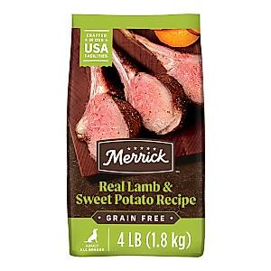 Merrick Premium Grain Free Dry Adult Dog Food, Wholesome And Natural Kibble With Real Lamb And Sweet Potato - 4.0 lb. Bag