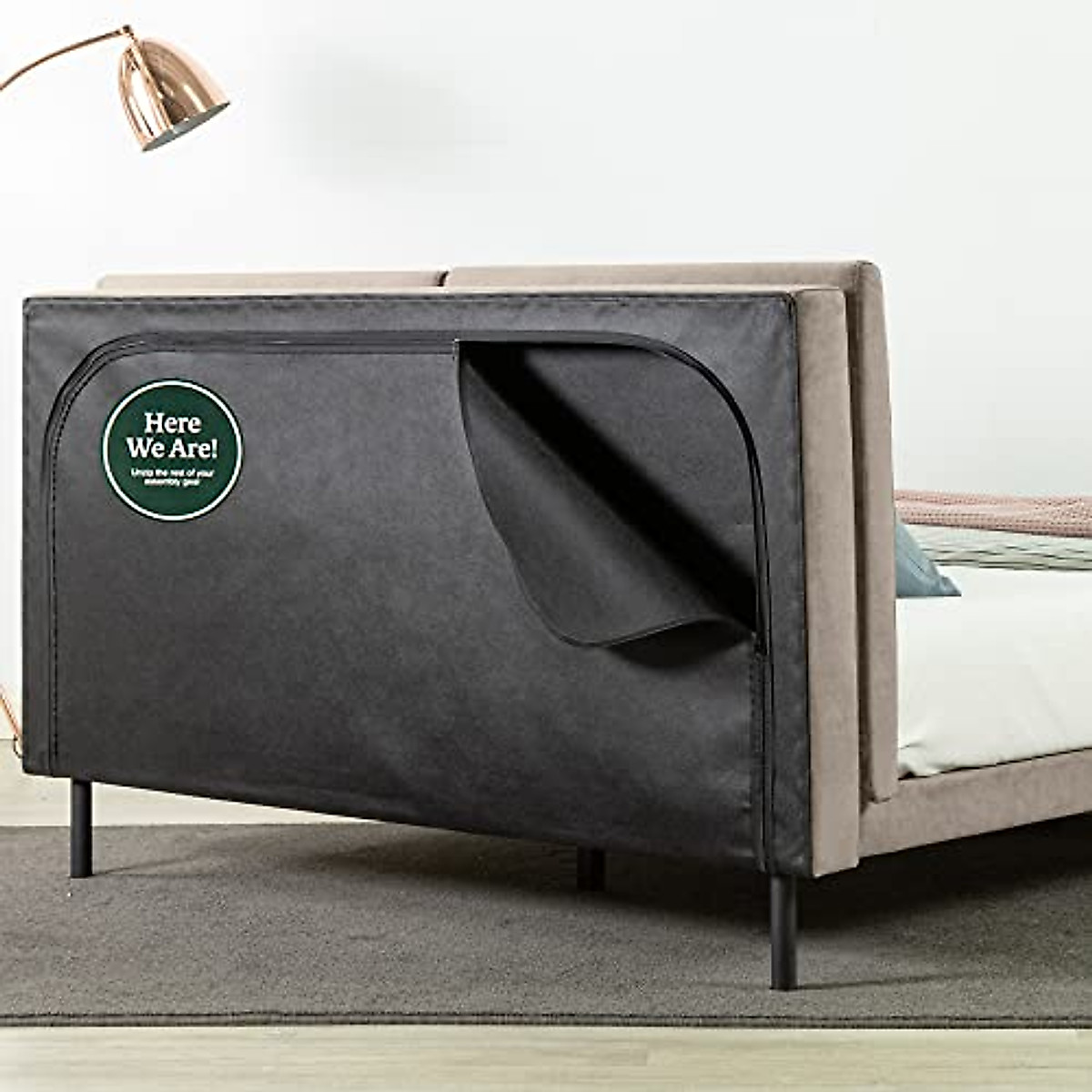 ZINUS Taylor Velvet Upholstered Platform Bed Frame with Split Headboard / Velvet Bed Frame / No Box Spring Needed / Easy Assembly, Latte, King