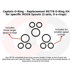 Captain O-Ring – Replacement 96778 O-Ring Kit for Specific Moen Spouts (3 Sets, 9 O-Rings)