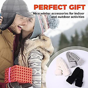 AURUZA Winter Warm Mittens for Women, Cozy Thick Knitted Gloves & Mittens Warm Soft Lining Cold Weather Accessories Gifts (Black)