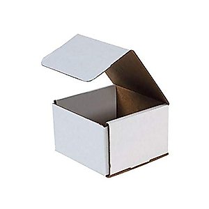 Secure Seal Shipping Boxes - 6x6x4" Mailers - White Foldable Corrugated Cardboard Packaging for Mailing, Moving, Storage, and Organizing - Strong Lightweight Foldable (Bulk 25 Pack)