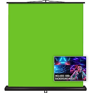 Valera Creator Green Screen – Collapsible Chroma Key Panel,+1000 Free Backgrounds Included, Portable Retractable Wrinkle Resistant Fabric Backdrop, Adjustable Height, 10 Second Setup