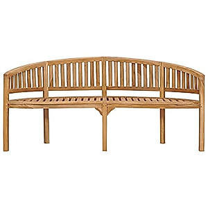 Modern Style,Banana Bench,Patio Bench,Garden Bench,Park Bench,Outdoor Bench, Front Porch Chair,with Backrest and Armrests,for Garden,Patio,Porch, Poolside,Balcony,Lawn,Park,Deck, 70.9"Solid Teak Wood