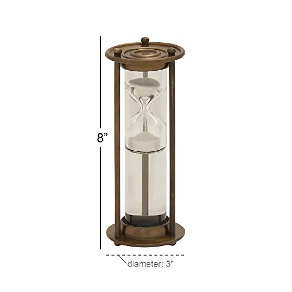 Deco 79 Aluminum Timer with Water Tube, 3" x 3" x 8", Brown