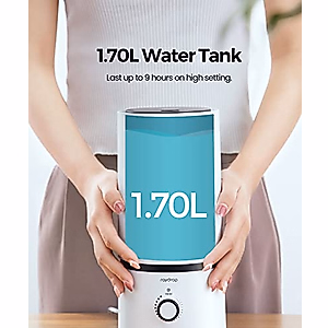 raydrop Cool Mist Humidifiers for Home Babies, 1.70 L Quiet and Small Ultrasonic Humidifier for Bedroom Nightstand, Space Saving, Auto Shut Off - (0.45 Gallon, US 110 V)