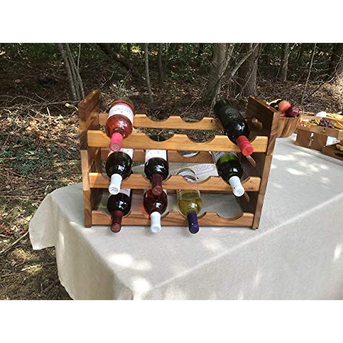 Kalmar Home Acacia Wood Stackable Wine Rack